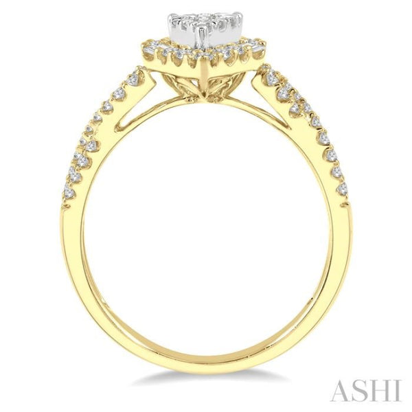 1/2 Ctw Pear Shape Bow Shank Lovebright Round and Baguette Diamond Rin ...